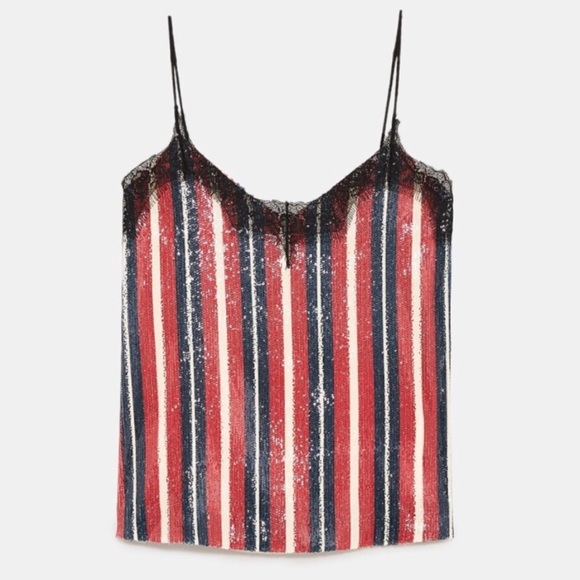 Zara | Tops | Zara Striped Sequin Top Nwt | Poshmark